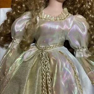 Vintage | Toys | Porcelain Elegant Gold And Cream Angel Doll 22 Tall ...